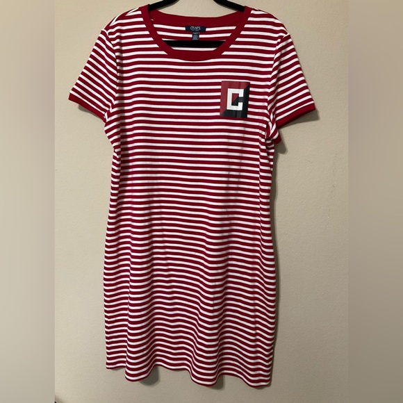 Chaps | Dresses | G Chaps Redwhite Striped Dress | Poshmark